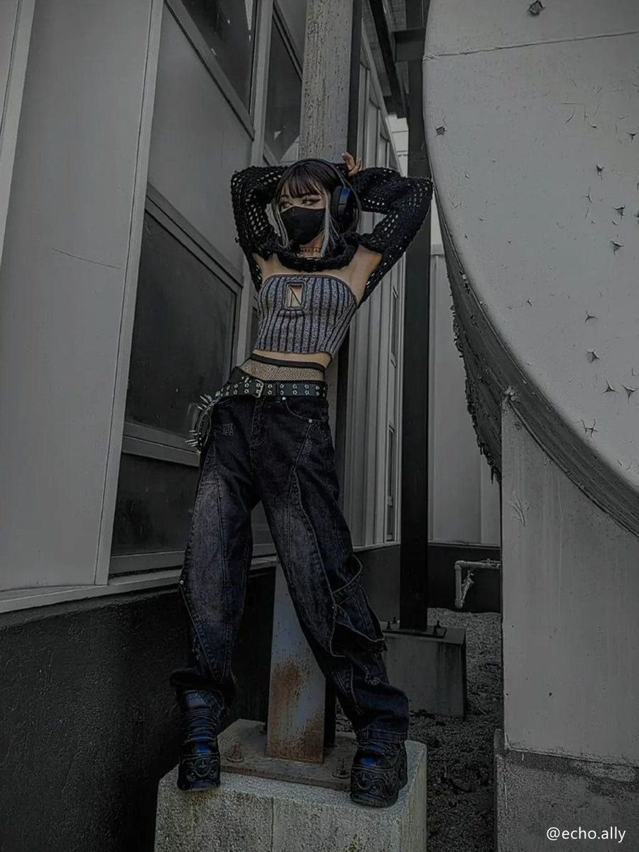 NEV Distressed Washed Stitching Jeans – nevstudio