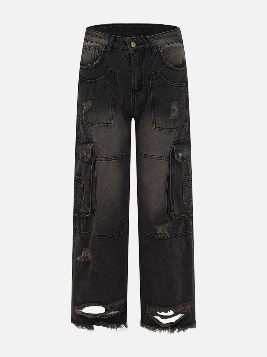 NEV Multiple Pockets Ripped Jeans – nevstudio