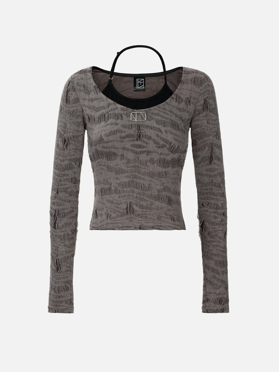 [Eye Of Moon] NEV Halter Distressed Long Sleeve – nevstudio