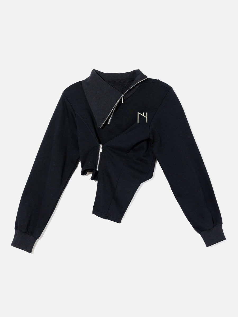 NEV Slant Zip UP Long Sleeve Crop Top – nevstudio